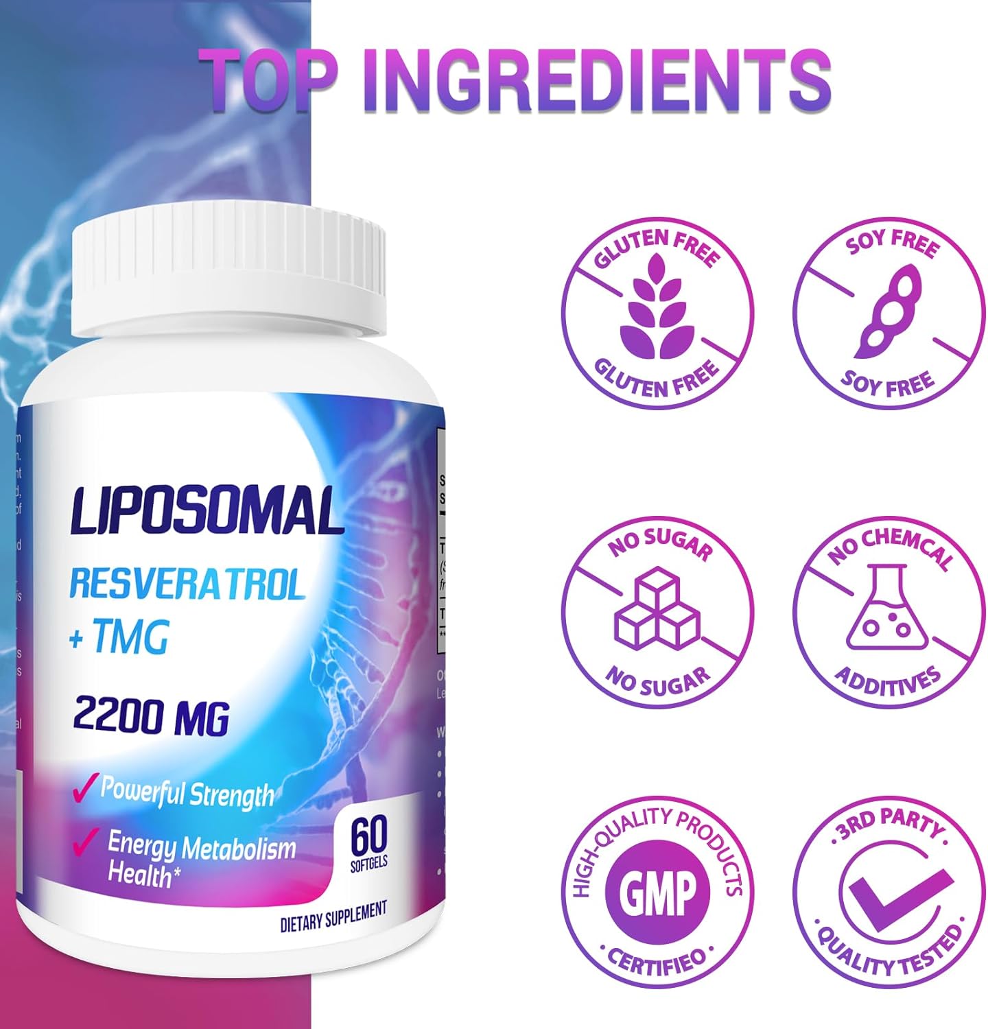 Liposomal Resveratrol + Tmg 2200 Mg 60 Capsulas – Biogate