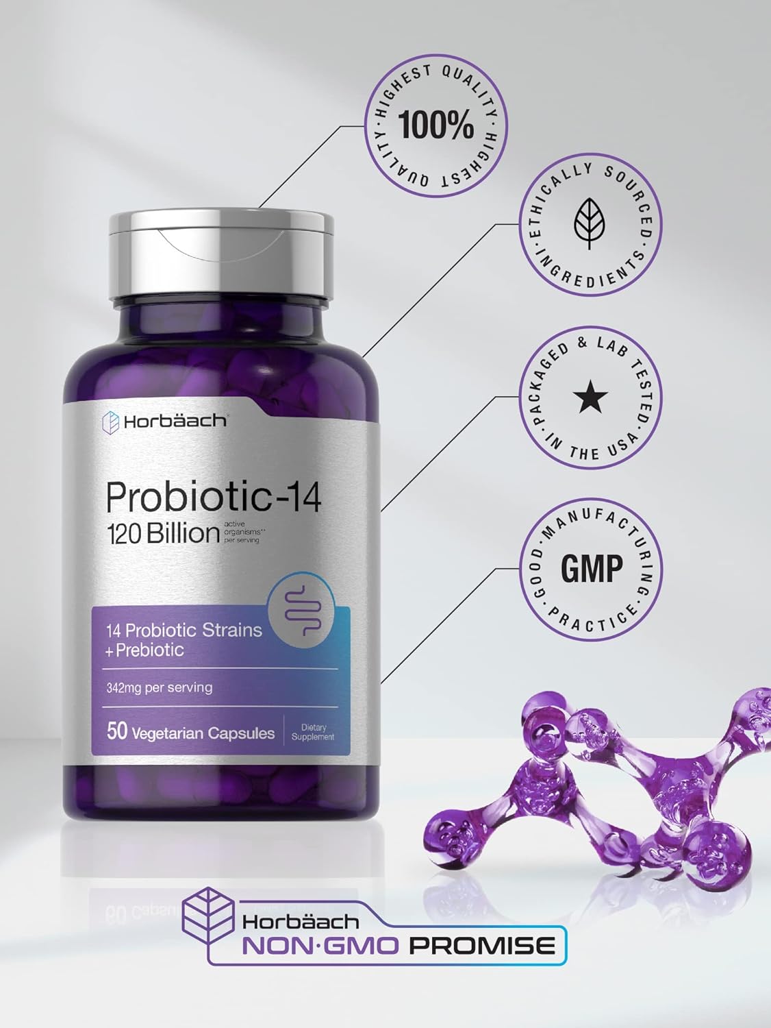 Probiotic-14 120 Billion ufc 14 Cepas con Prebióticos 50 Capsulas – Biogate