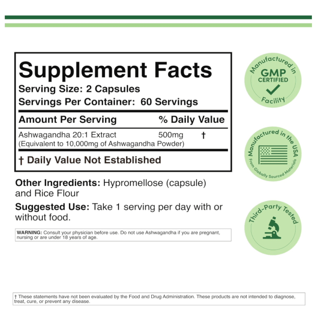 Ashwagandha 500 mg 120 capsulas Double Wood – Biogate